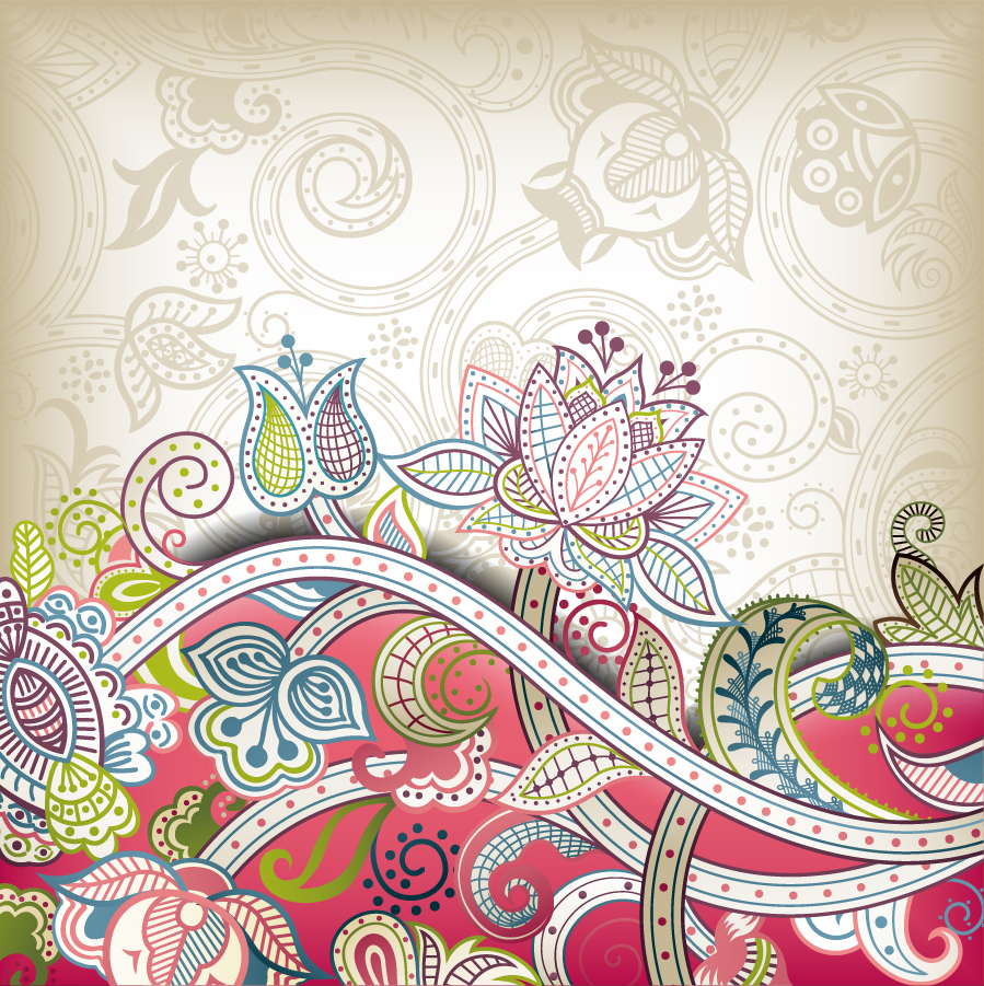 Free Vector がらくた素材庫 ゴージャスな植物柄の背景 Gorgeous Classical Pattern Vector イラスト素材